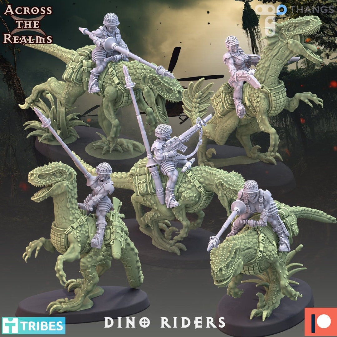 Dino Riders | Female Sci-fi Miniatures Mounted Combat Dinosaur Riders ...
