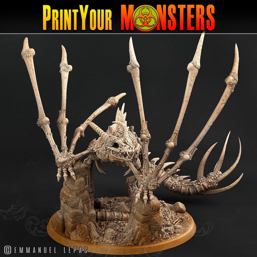 Bone Dragons | Dnd Undead Land of Bones Skeleton Monster Miniature Set | 130mm | by ...