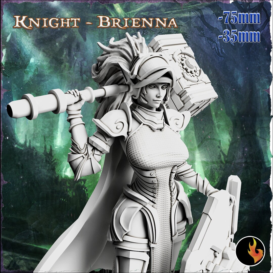Brienna Female Fantasy Miniature Pinup Miniature Dandd Model 75mm 35mm Miniature 3d Printed Resin