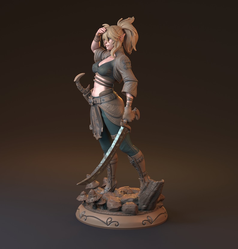 Olistin Alatel Female Fantasy Miniature Fighter Dnd Pin up Miniature 3d Resin Printed Model 32mm ...
