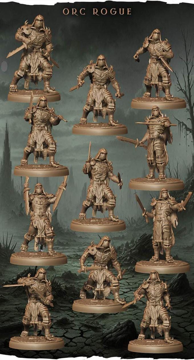 Orc Rogue Set | Dnd Fantasy Tabletop Roleplaying Game Miniatures | by ...