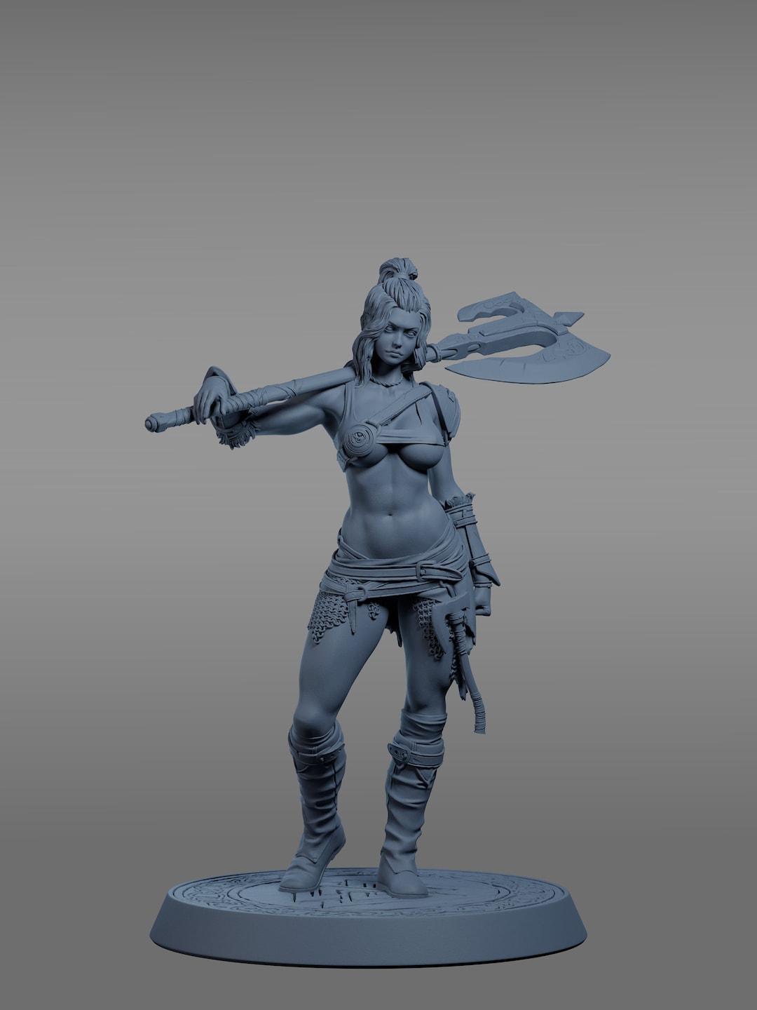 Thora | Female Fantasy Miniature 3d Resin Printed Model Viking Pin up Miniature Warrior | 35mm ...