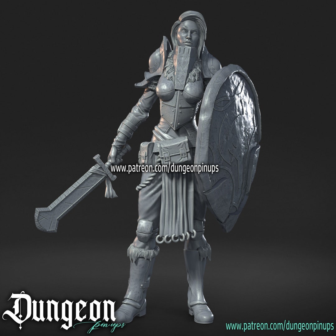 Flexi | Dnd Female Fighter Warrior Pin up Miniature | 32mm / 75mm ...
