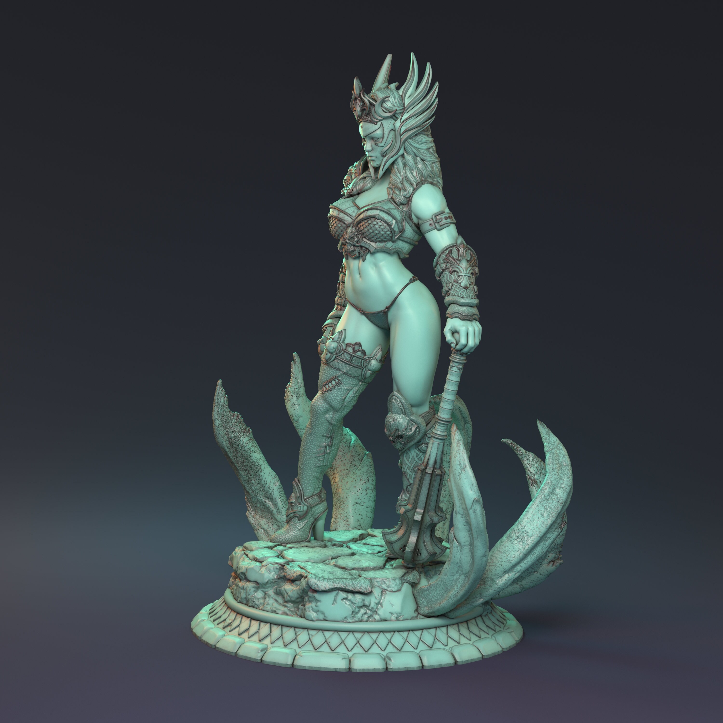 Markin Female Fantasy Miniature Dnd 3d Resin Printed Model Pin up Miniature Warrior Fighter 32mm ...