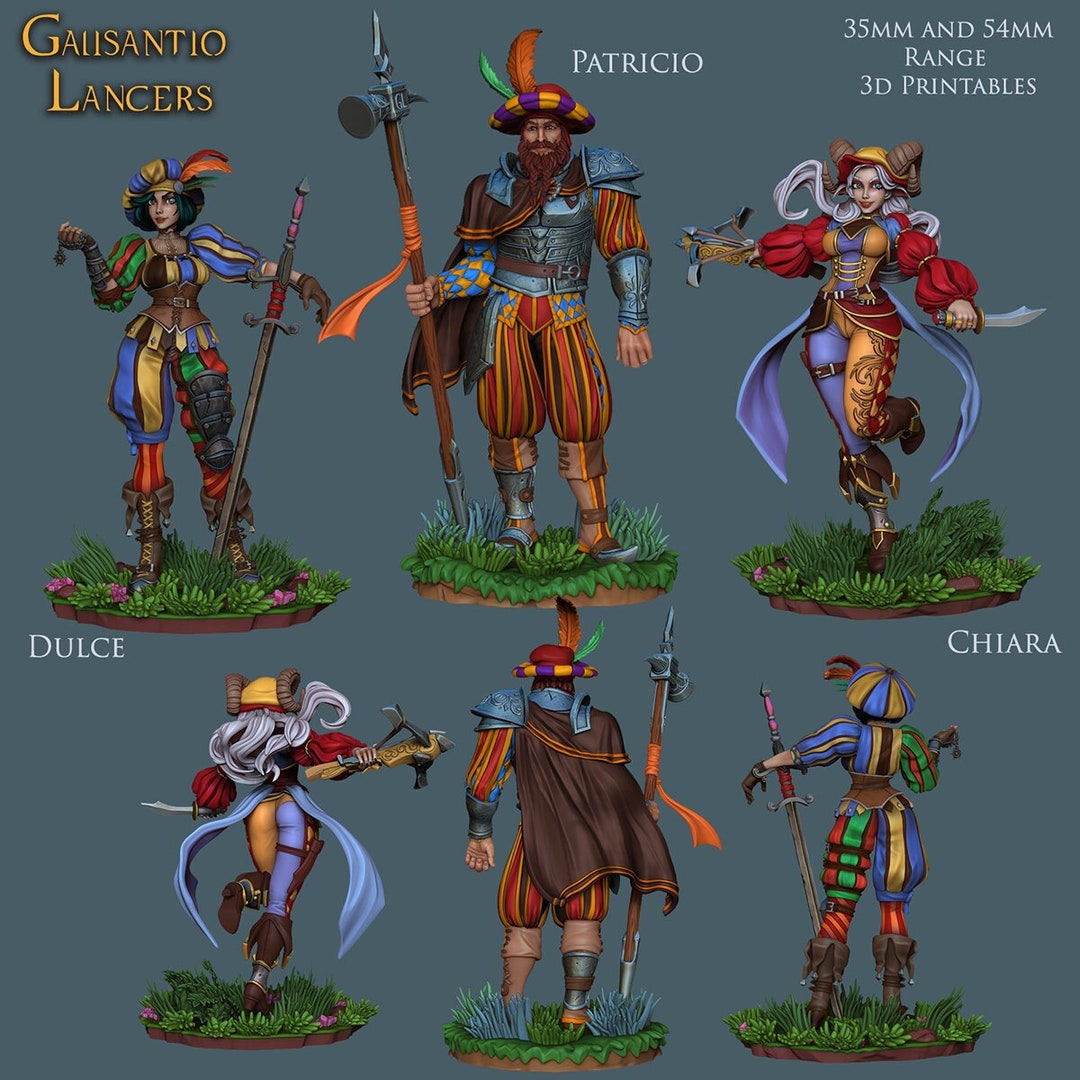 Galisantio Lancers| Fantasy Jester Rogue Warrior Miniatures | 35mm ...