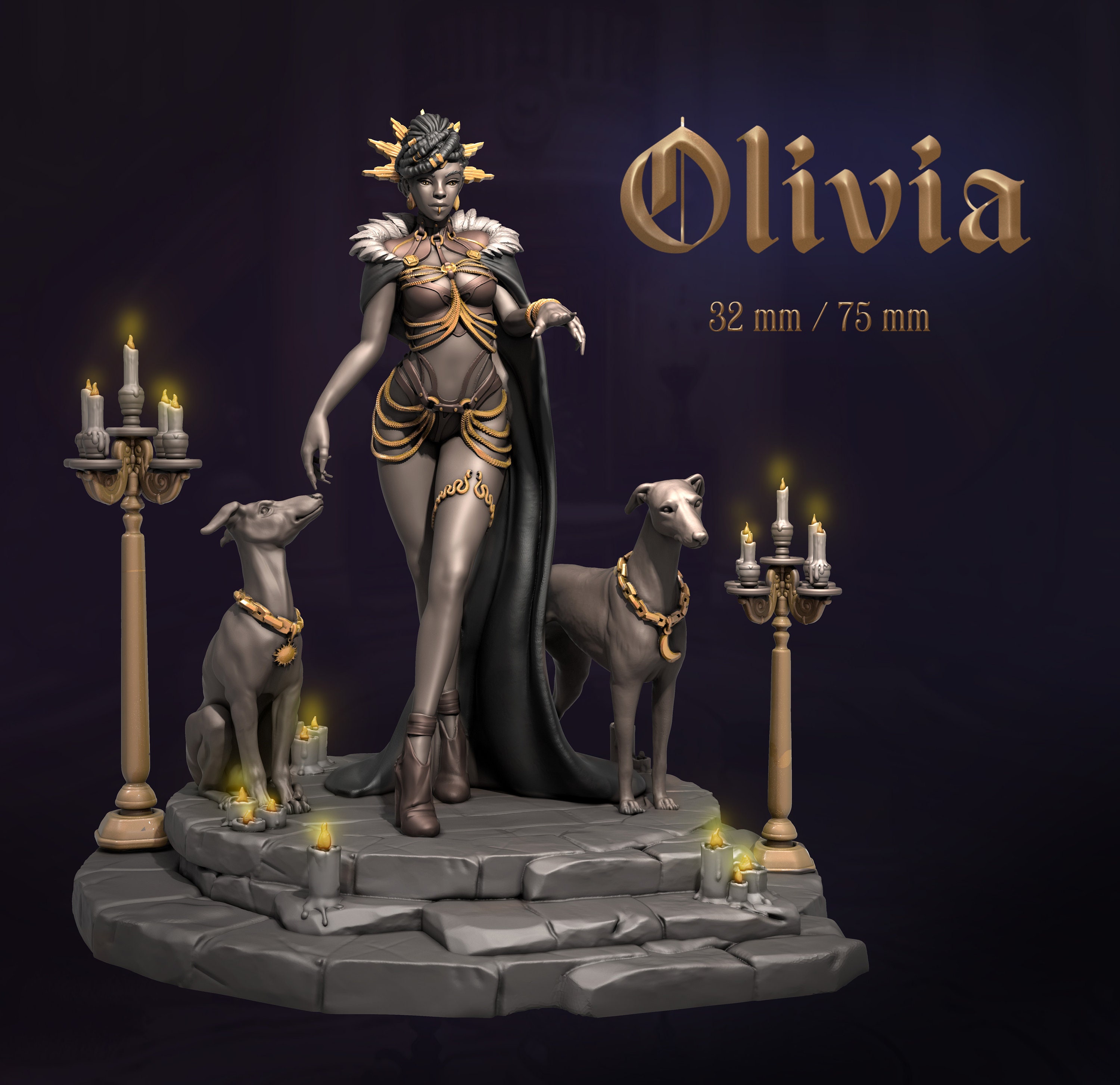 Olivia Female Fantasy Miniature Dnd 3d Resin Printed Model Pin up Miniature Noble Princess 32mm ...