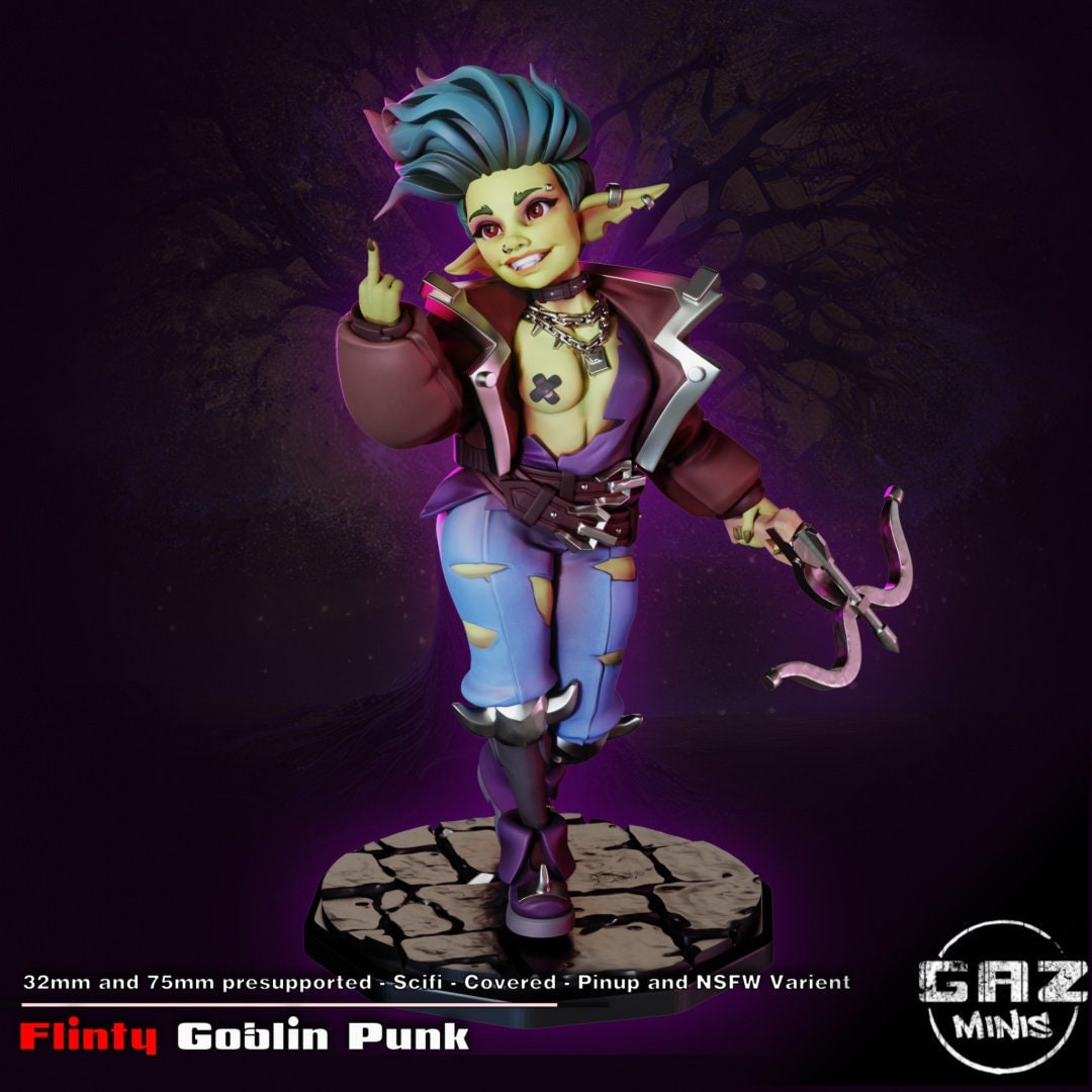 Flinty the Punk Goblin | Female Fantasy Miniatures 3d Printed Models ...