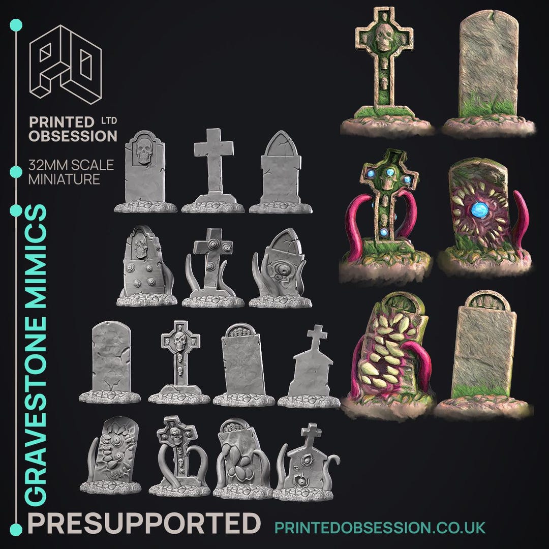 Gravestone Mimics Fantasy Dnd Monster Collectible Minaitures 32mm ...
