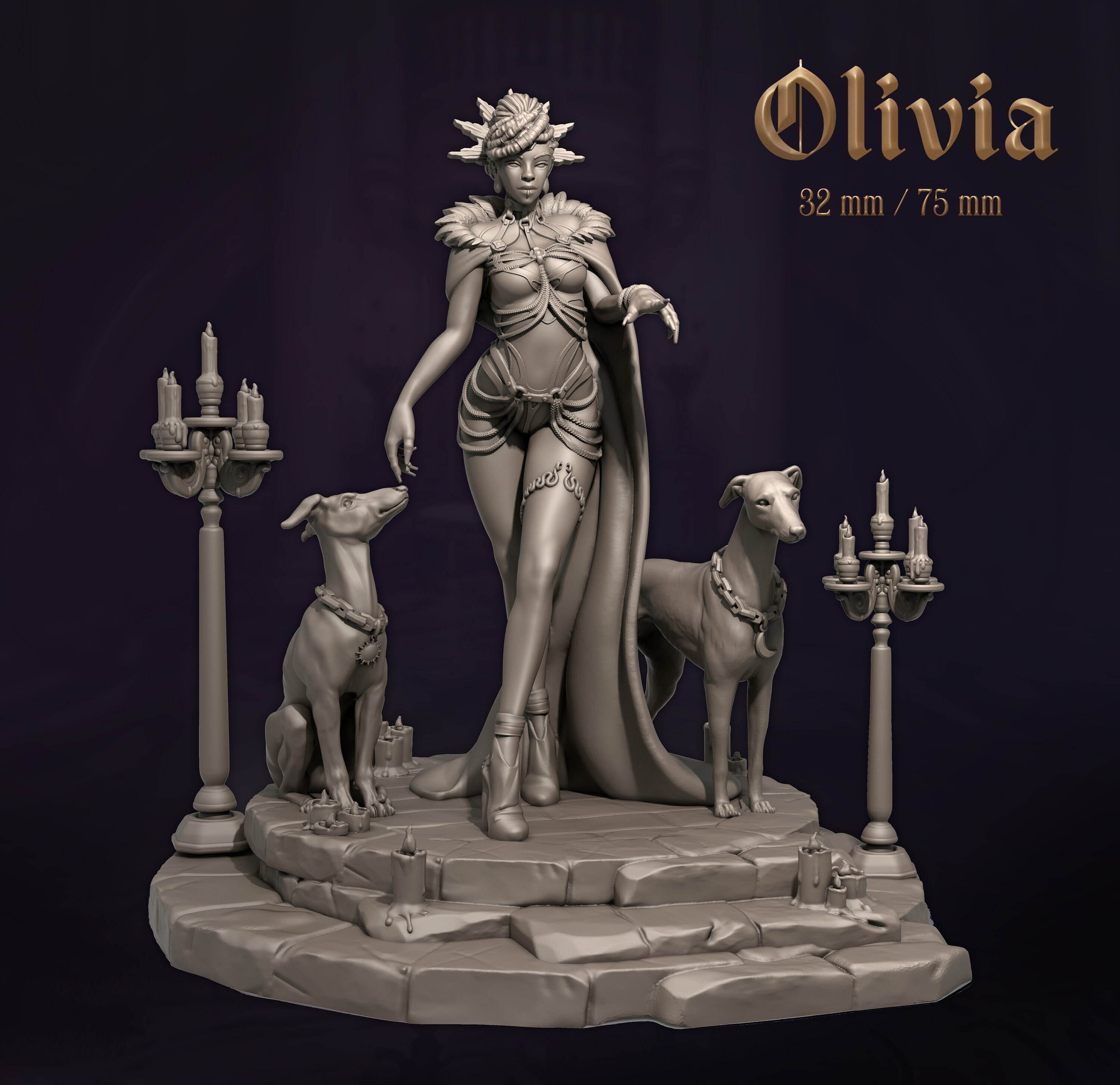 Olivia Female Fantasy Miniature Dnd 3d Resin Printed Model Pin up Miniature Noble Princess 32mm ...
