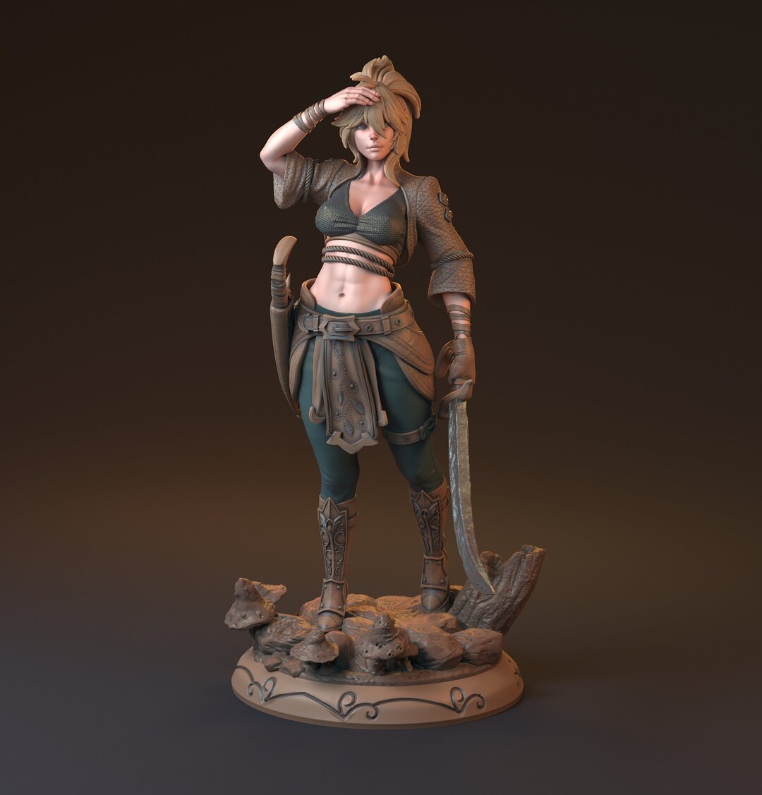 Olistin Alatel | Female Fantasy Miniature Fighter Dnd Pin up Miniature 3d Resin Printed Model ...