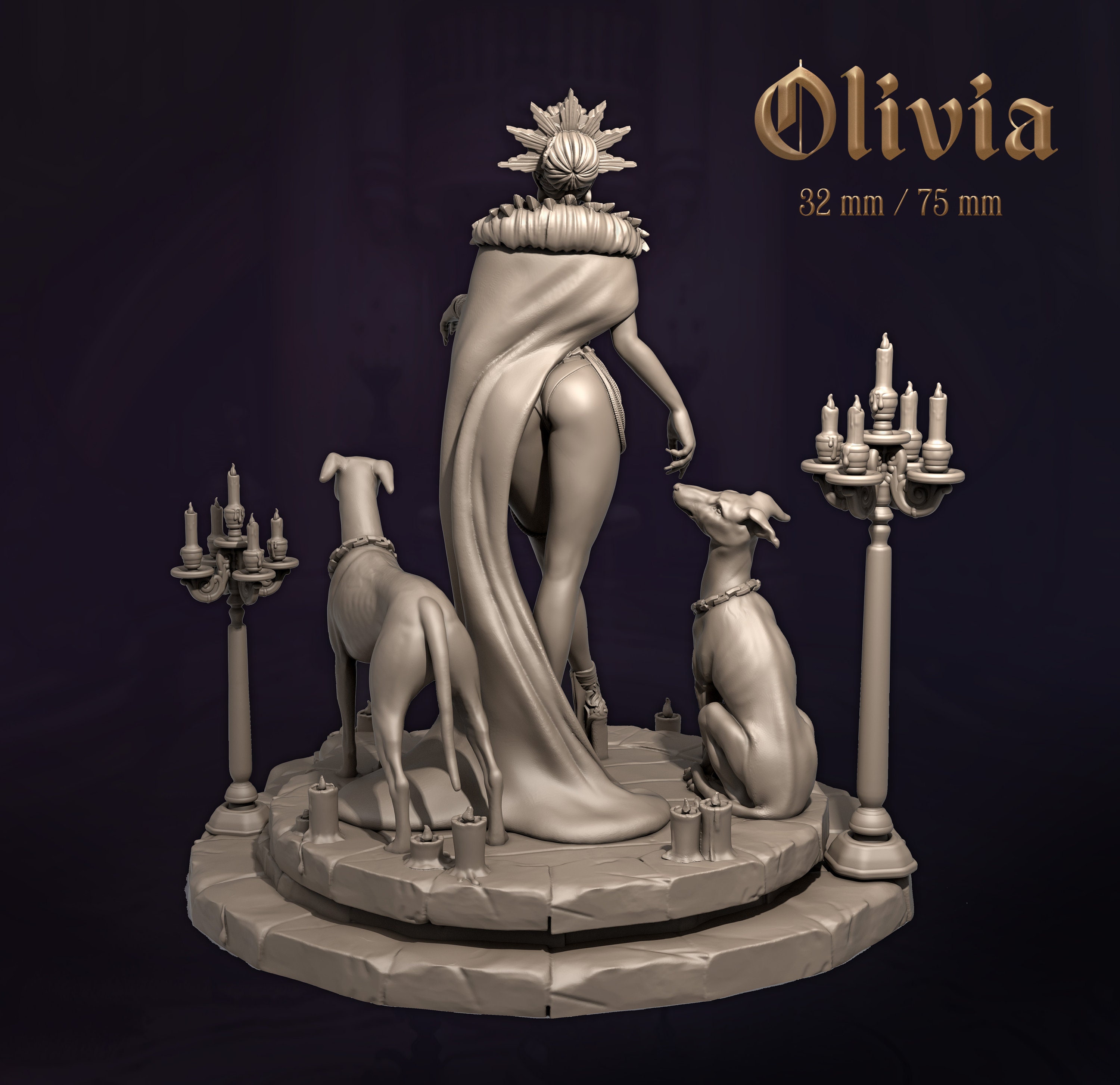 Olivia Female Fantasy Miniature Dnd 3d Resin Printed Model Pin up Miniature Noble Princess 32mm ...