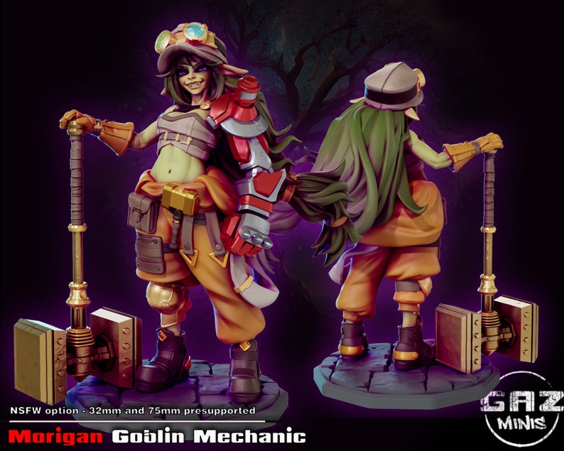 Morigan the Goblin Mechanic | Female Fantasy Miniature 3d Printed ...