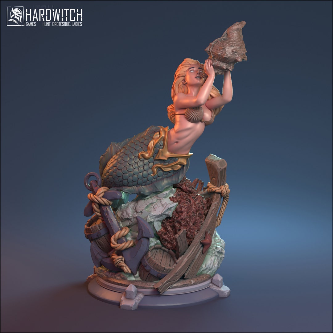 Arallia | Dnd Female Mermaid Siren Pin up Miniature | 32mm / 75mm | by ...