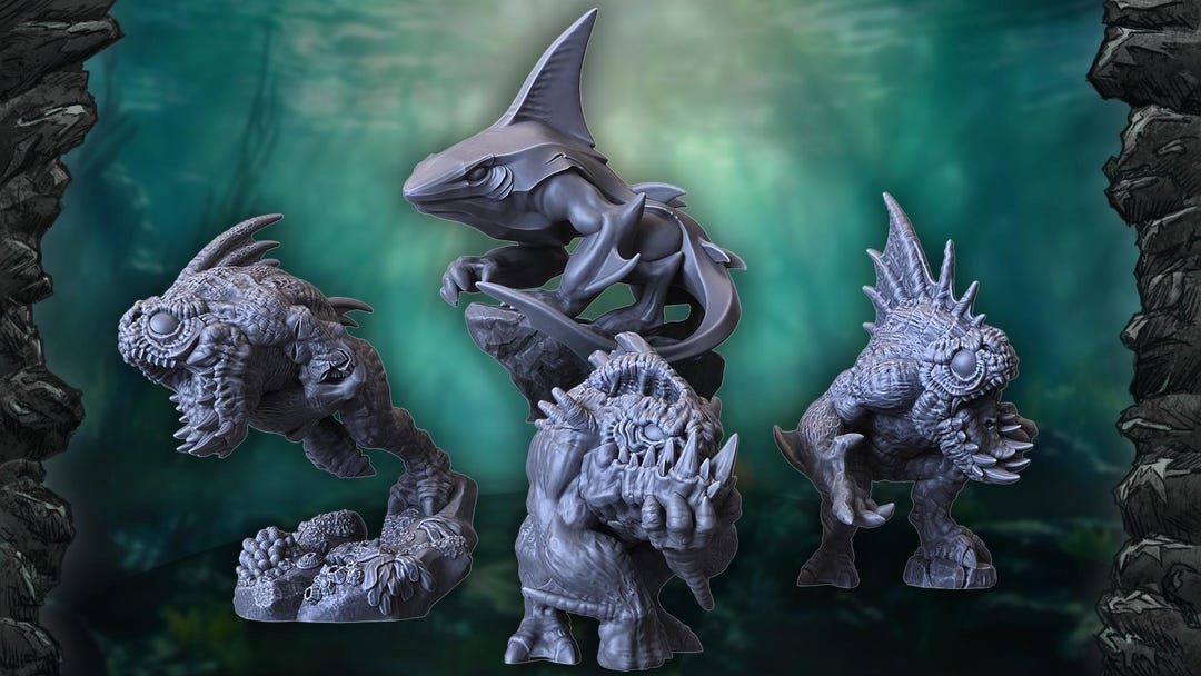 Landshark and Piranhas | Dnd Aquatic Fish Monsters | 50mm | by Codex ...