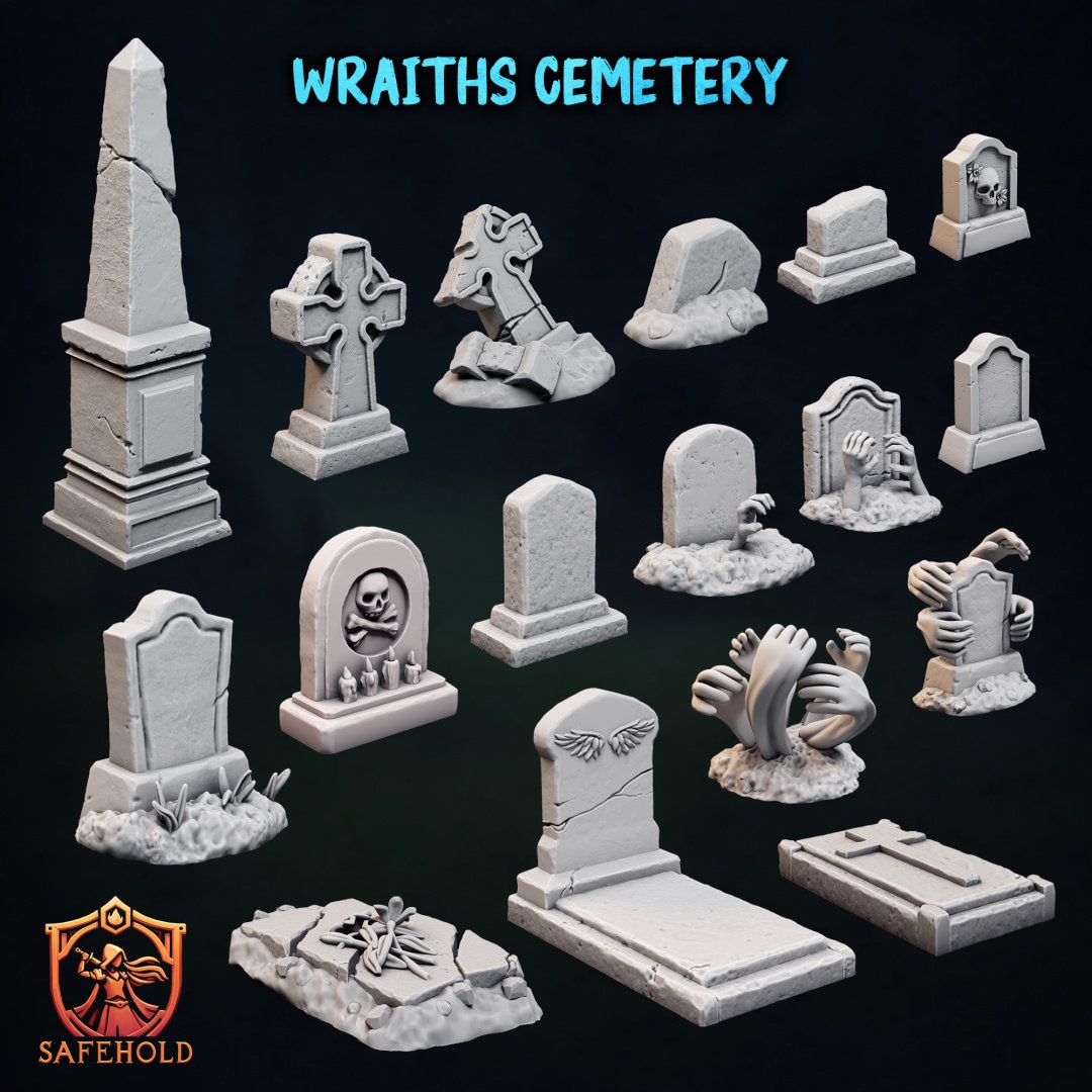 Grave Headstone Set | 3D Printed Miniature Graveyard Coffins | 32mm ...