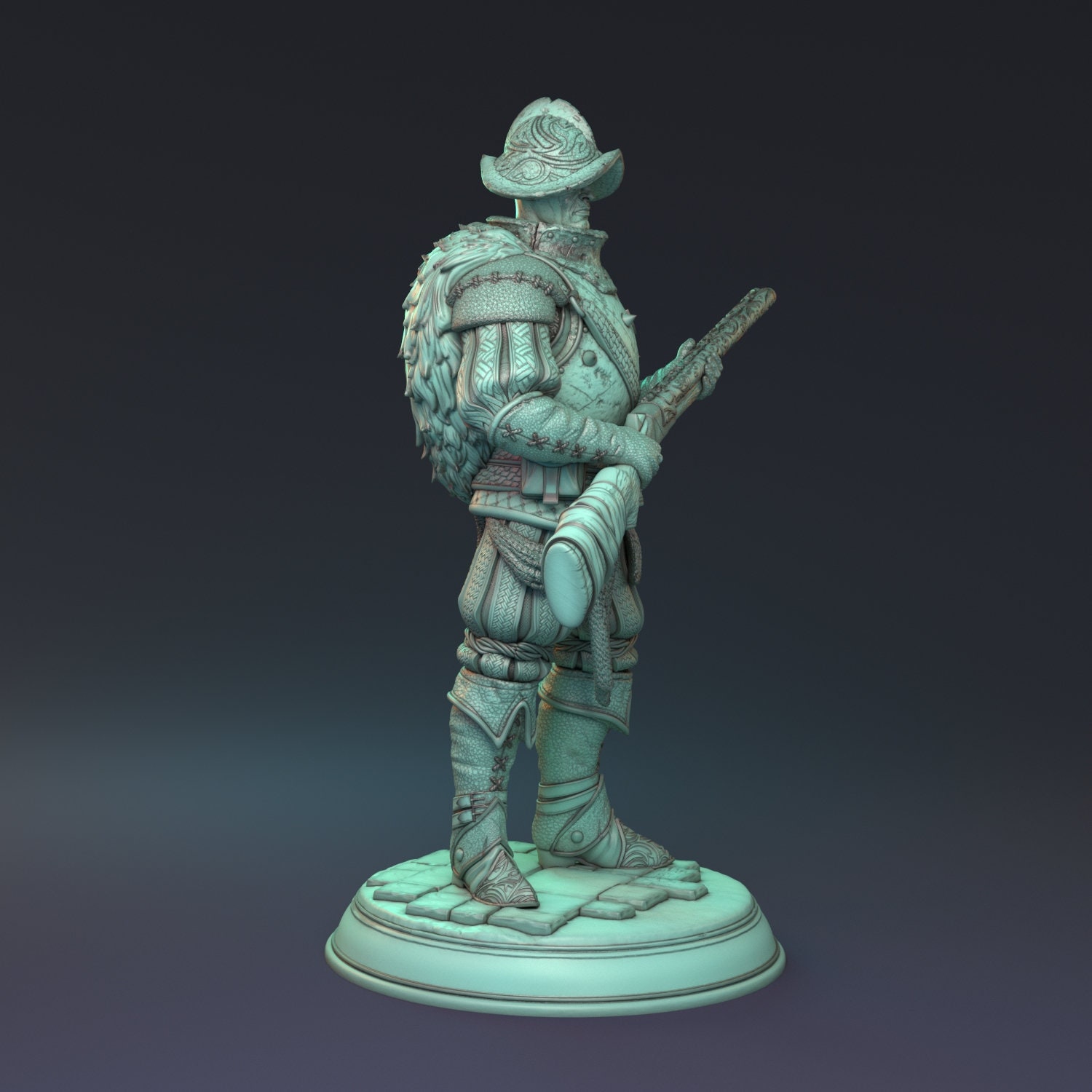 Felang Mans Fantasy Miniature Musketeer Soldier Ranger Dnd 3d Resin ...