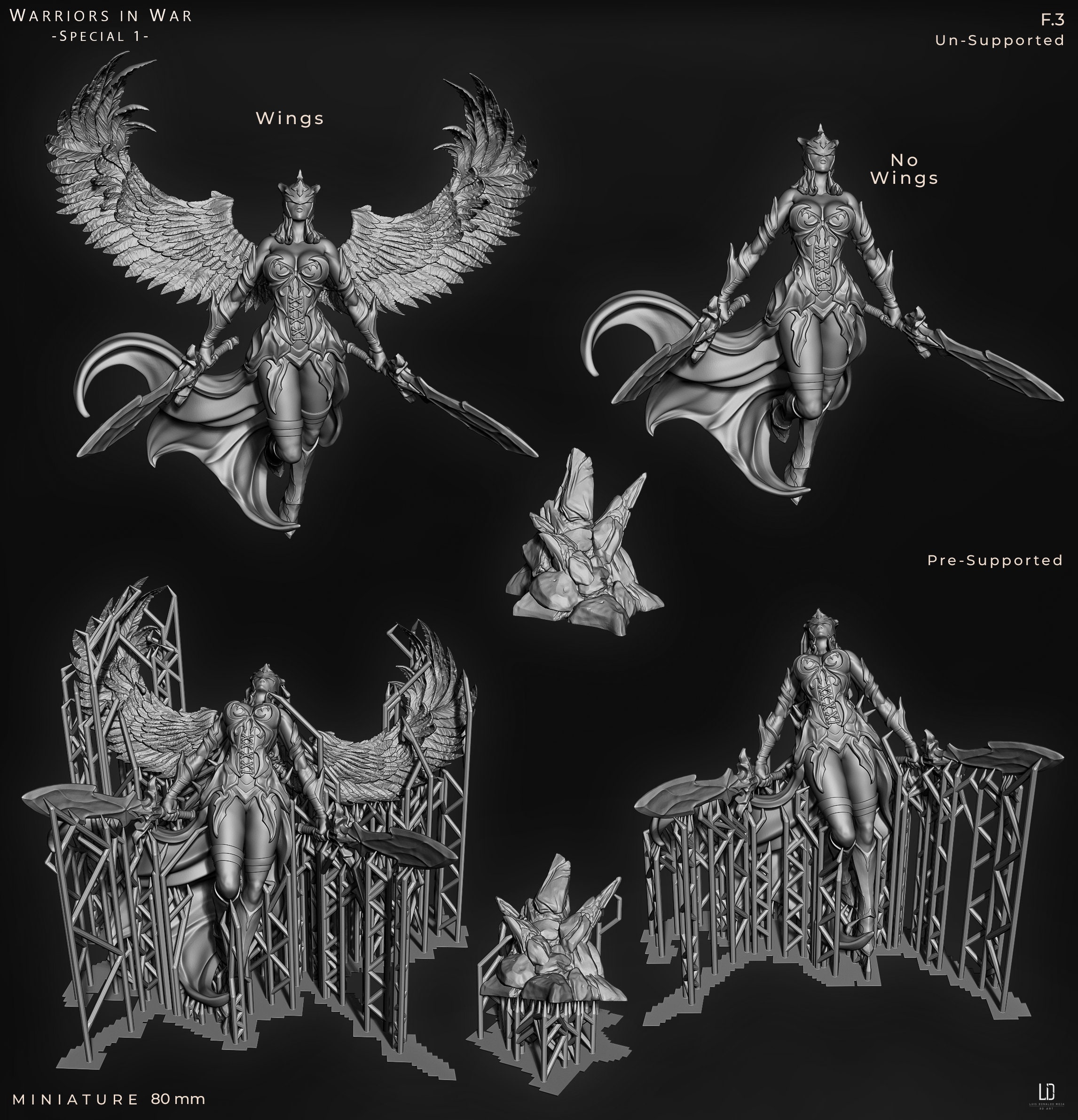 Melvina Ld3dart Fantasy Miniature Aasimar Valkyrie Angel Female Pin up ...