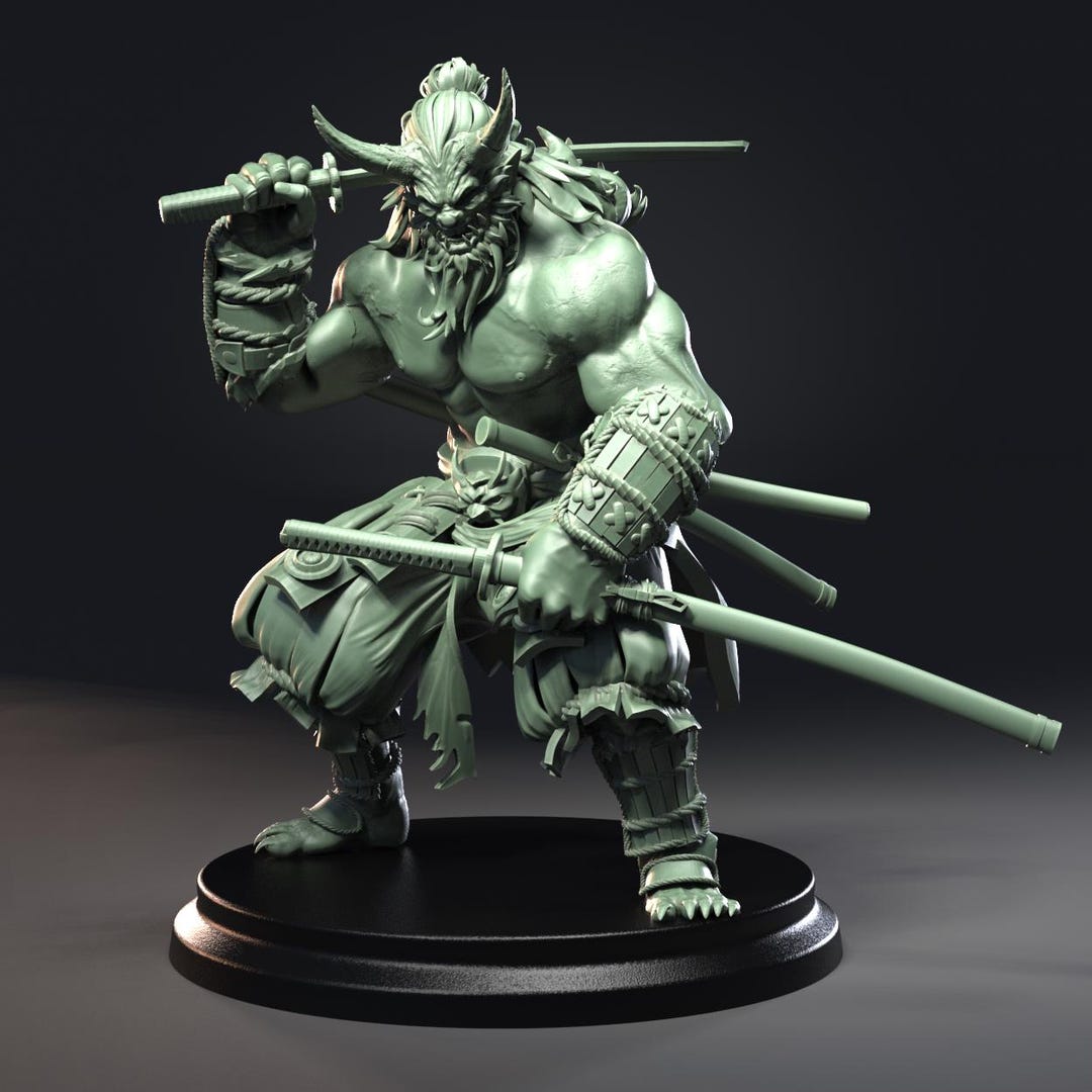 Demon Samurai | Dnd Japanese Mythology Yokai Oni Warrior | 40mm / 75mm ...
