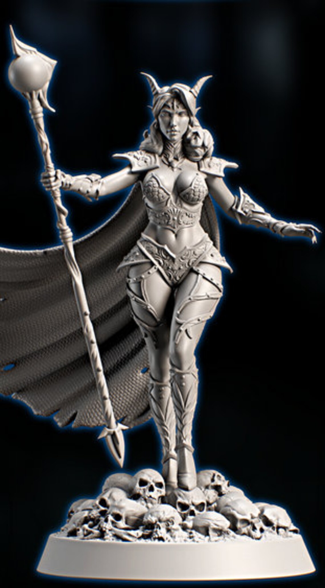 Elara Nightshade Female Fantasy Miniature Resin Printed Pin-up Miniature Dark Elf Sorceress 40mm ...