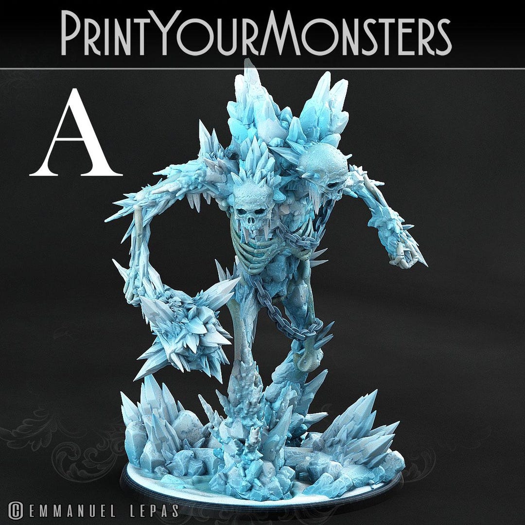Hoarfrost Ettin Dnd Undead Giant Ice Skeleton Elemental Miniature by ...