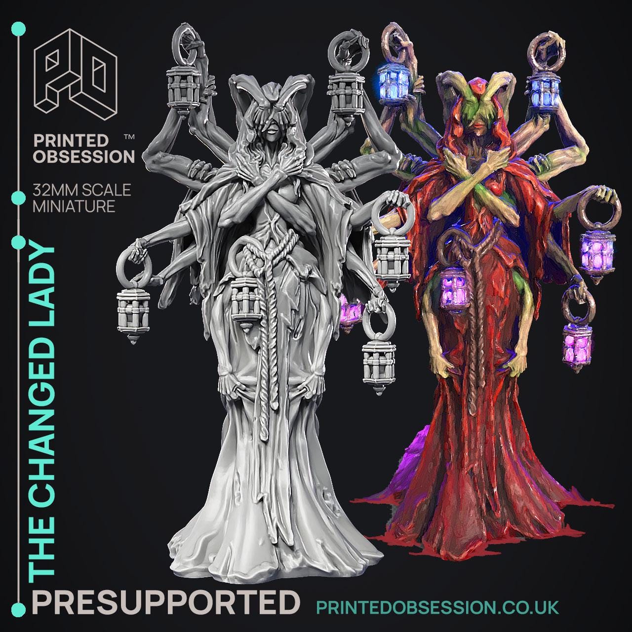 The Changed Lady | Dnd Cultist Mage Wizard Miniature | 32mm / 75mm | by ...