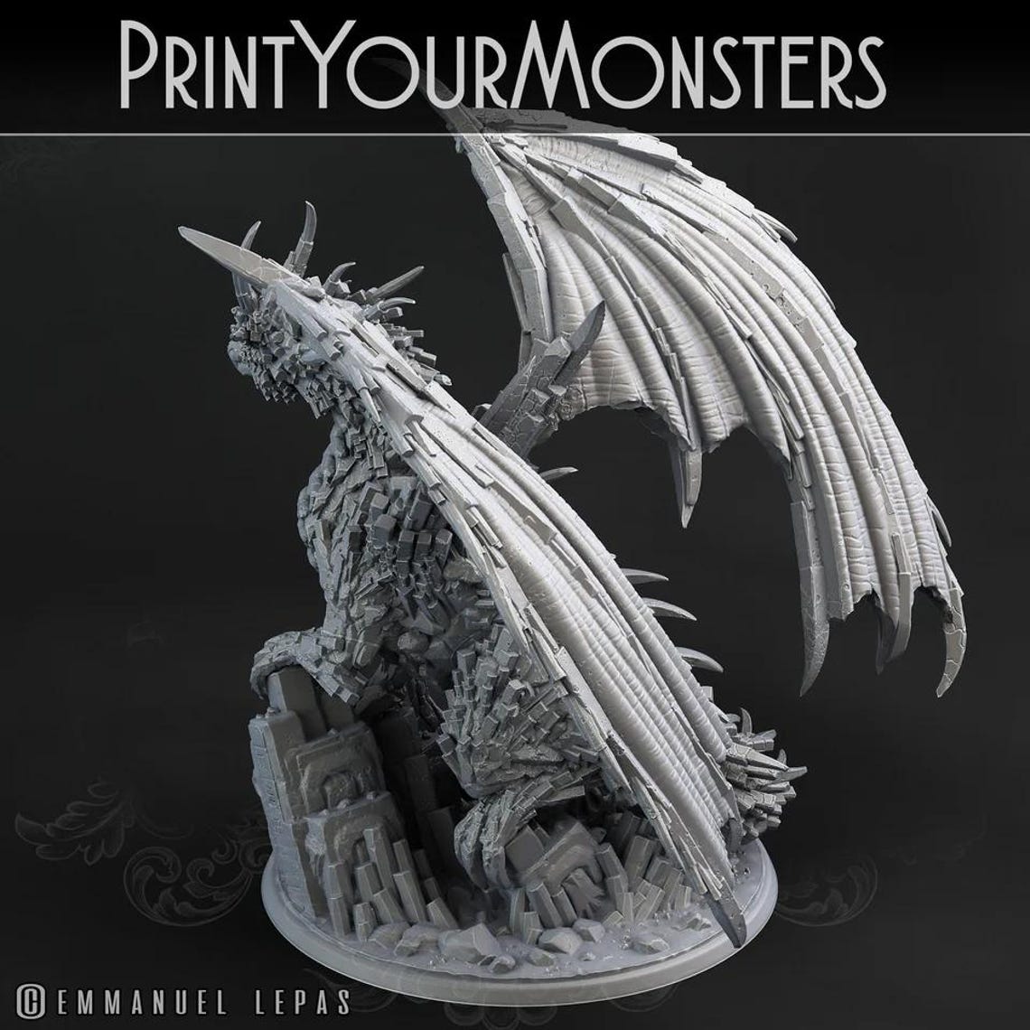 Basalt Dragon | Dnd Rock Giant Dragon Earth Elemental Large Scale ...