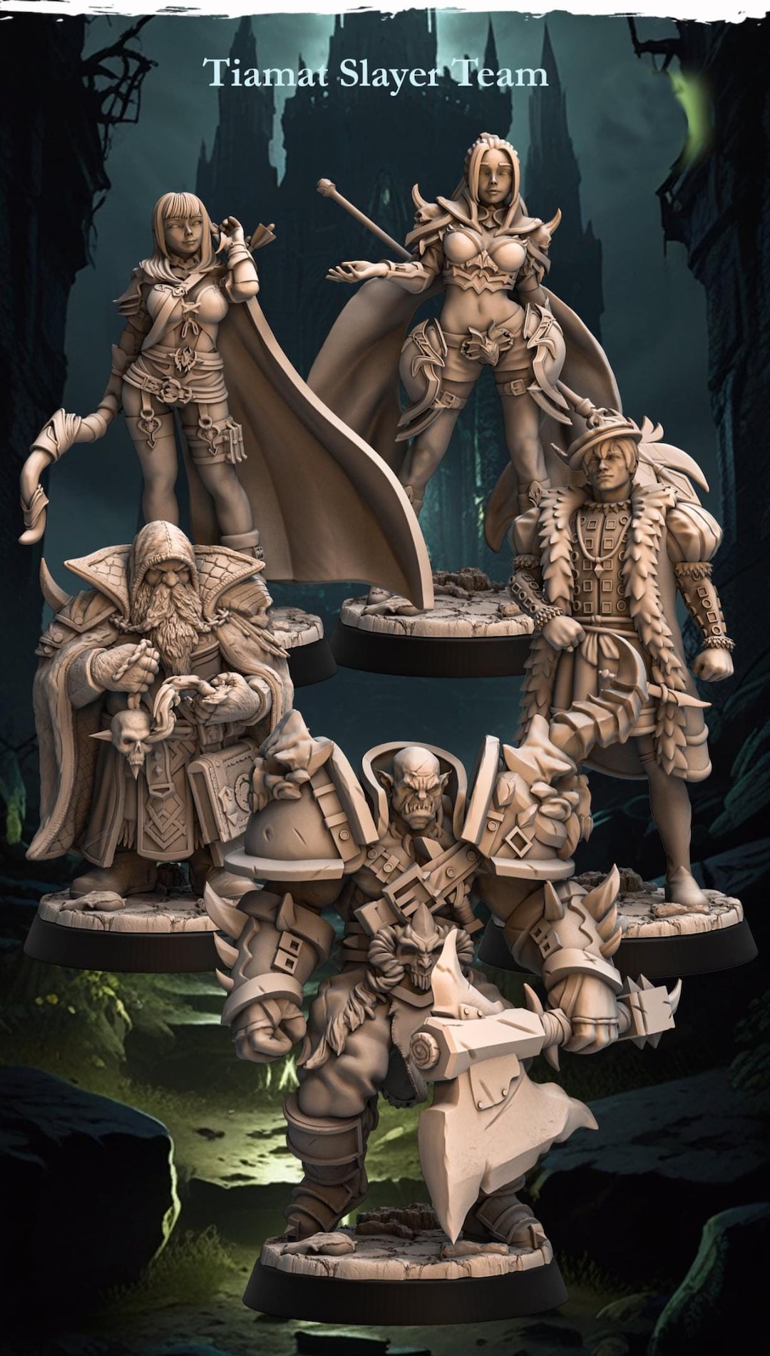 Tiamat Slayer Team | Dnd Elf Dwarf Human Orc Paladin Fighter Archer 3d ...