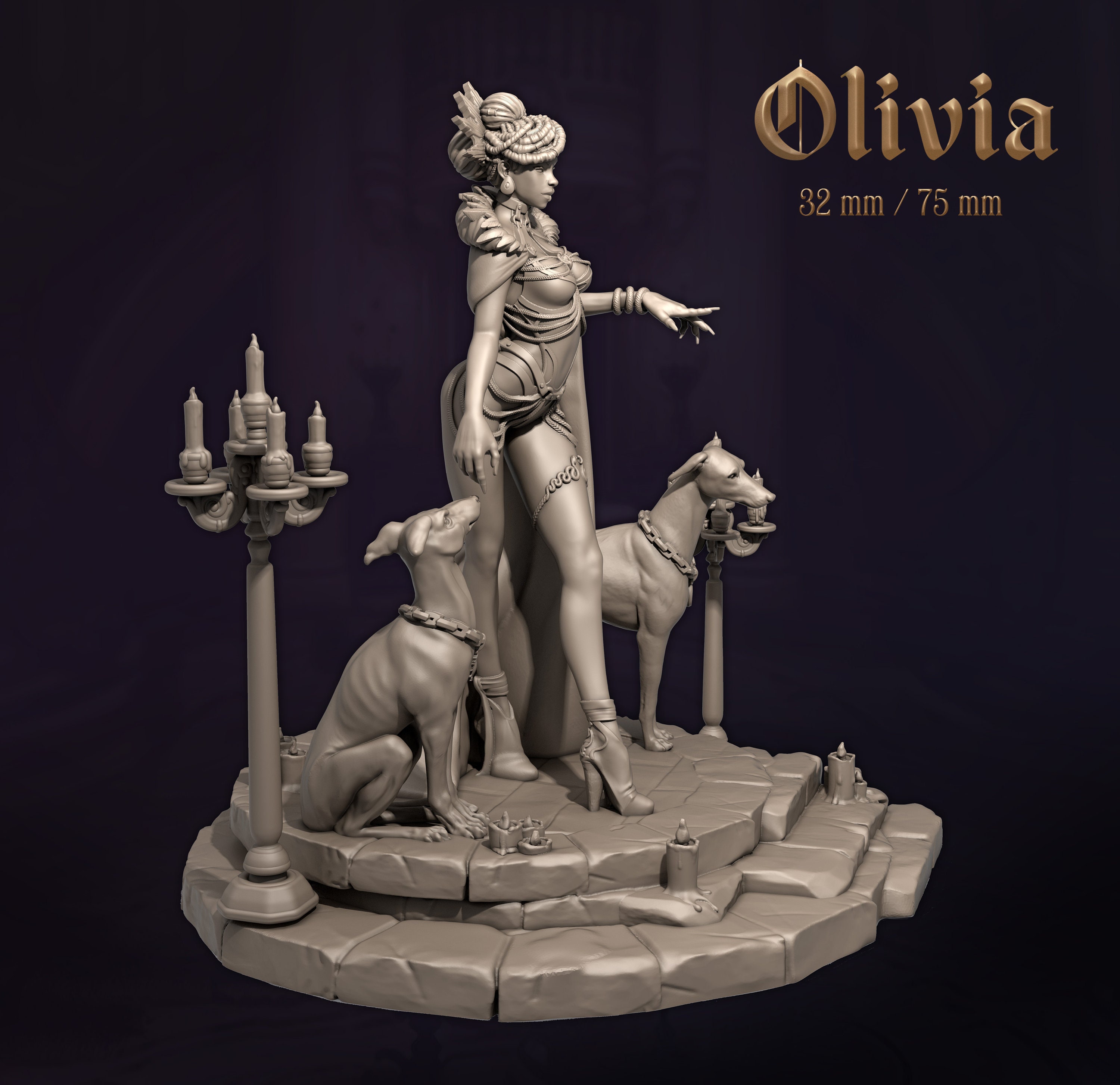 Olivia Female Fantasy Miniature Dnd 3d Resin Printed Model Pin up Miniature Noble Princess 32mm ...