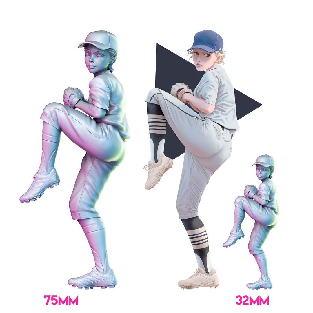 Baseball Girl 2 | Female Miniature 3d Resin Printed Model | 32mm - 75mm ...