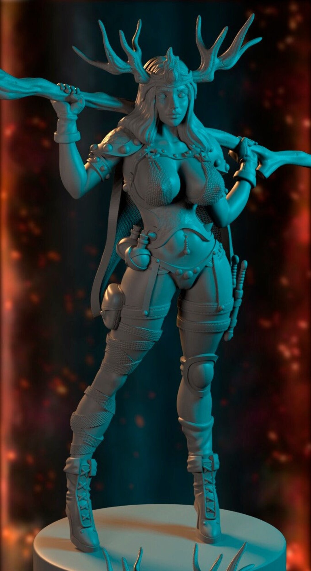 Berta | Female Fantasy Miniature Pin up Miniature 3d Resin Printed Model | 35mm / 75mm | by the ...