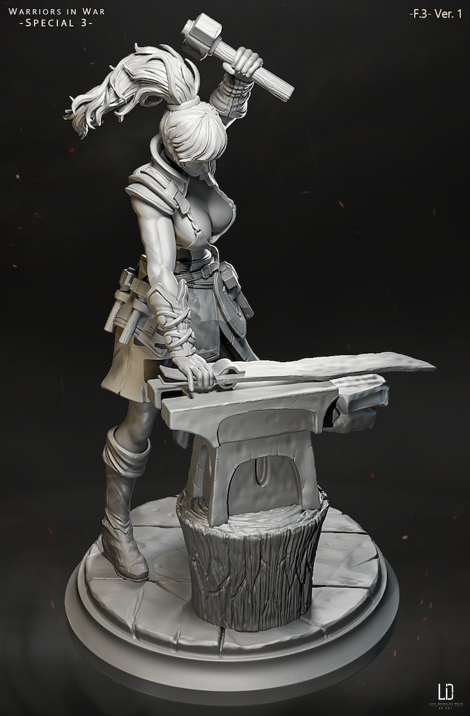 Reign Fantasy Miniature Aasimar Blacksmith Crafter Female Pin up ...