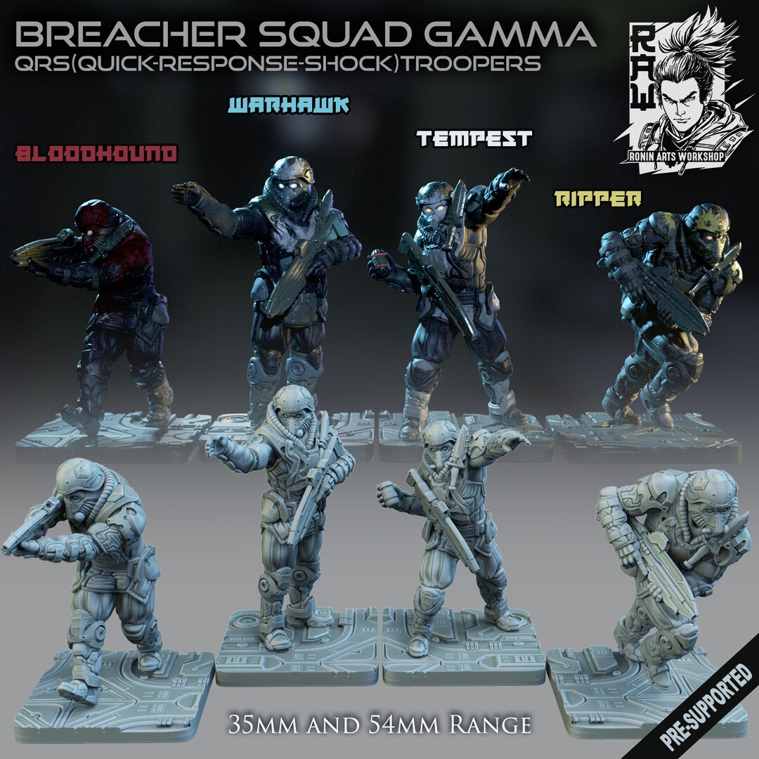 Breacher Squad Gamma | Sci-fi Military Soldier Shock Trooper Miniatures ...