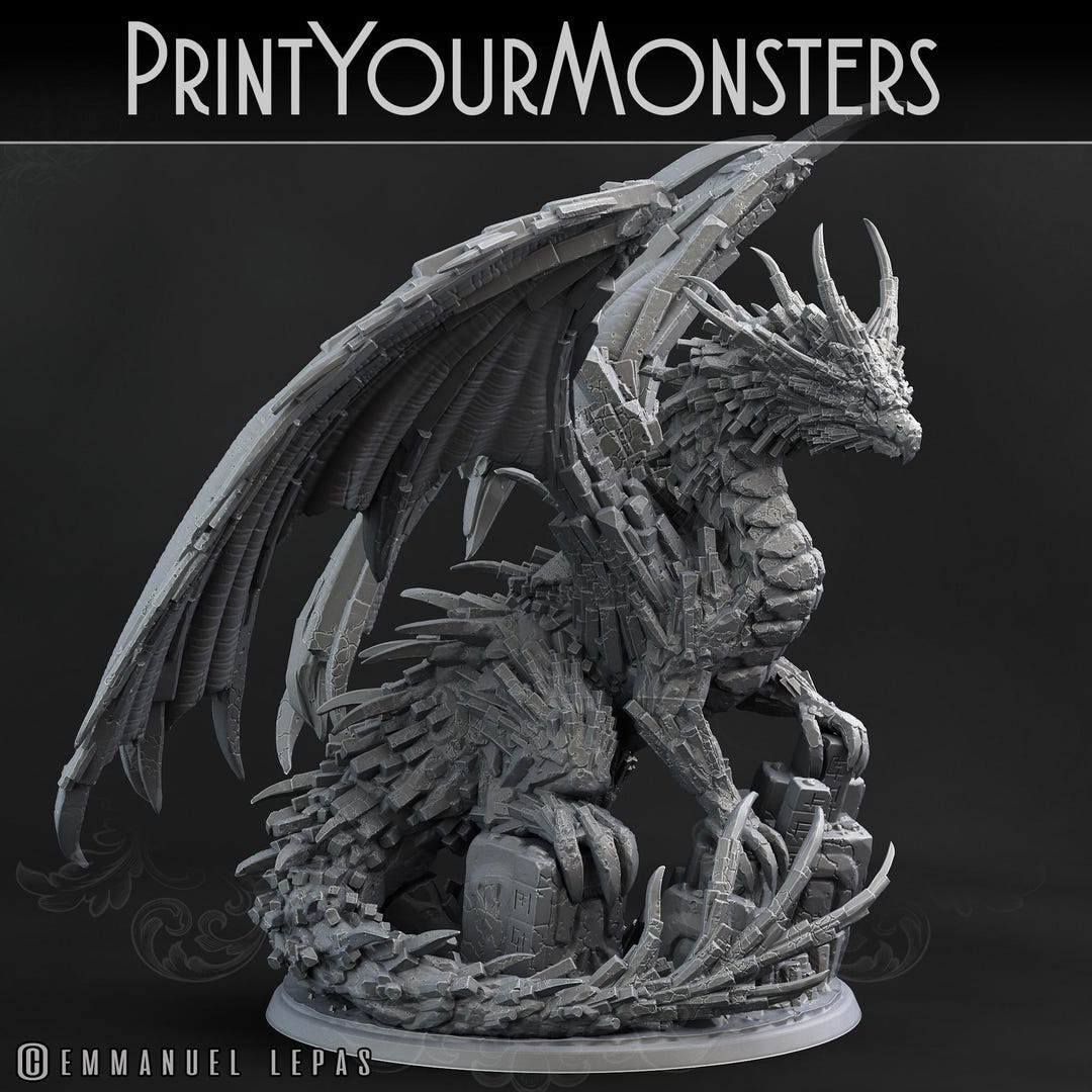 Basalt Dragon | Dnd Rock Giant Dragon Earth Elemental Large Scale ...