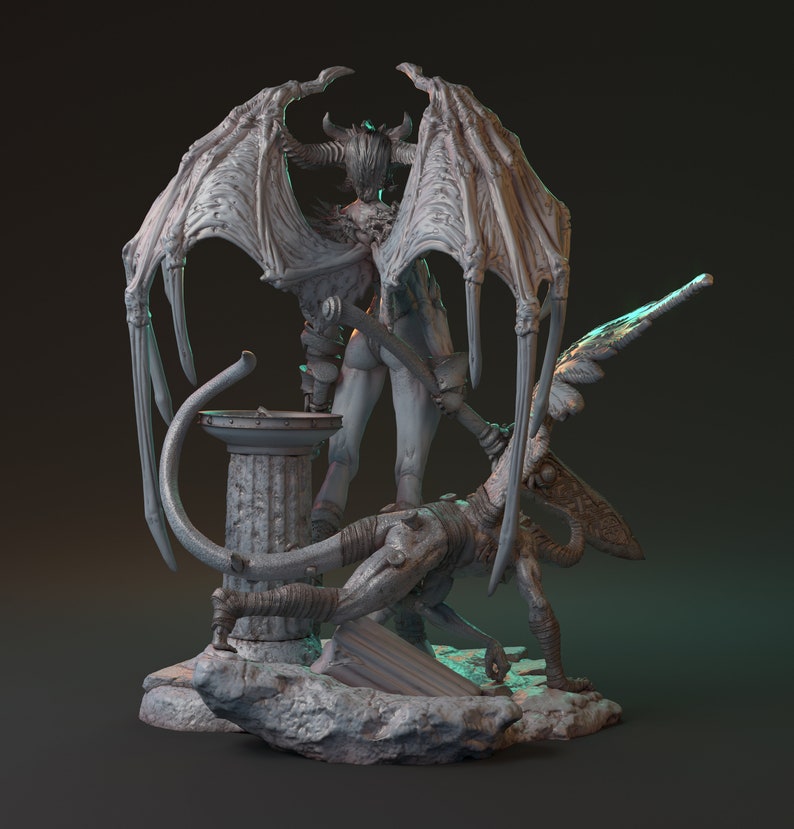 Manakane Aytress | Miniature Fantasy féminine DnD Demoness fighter ...
