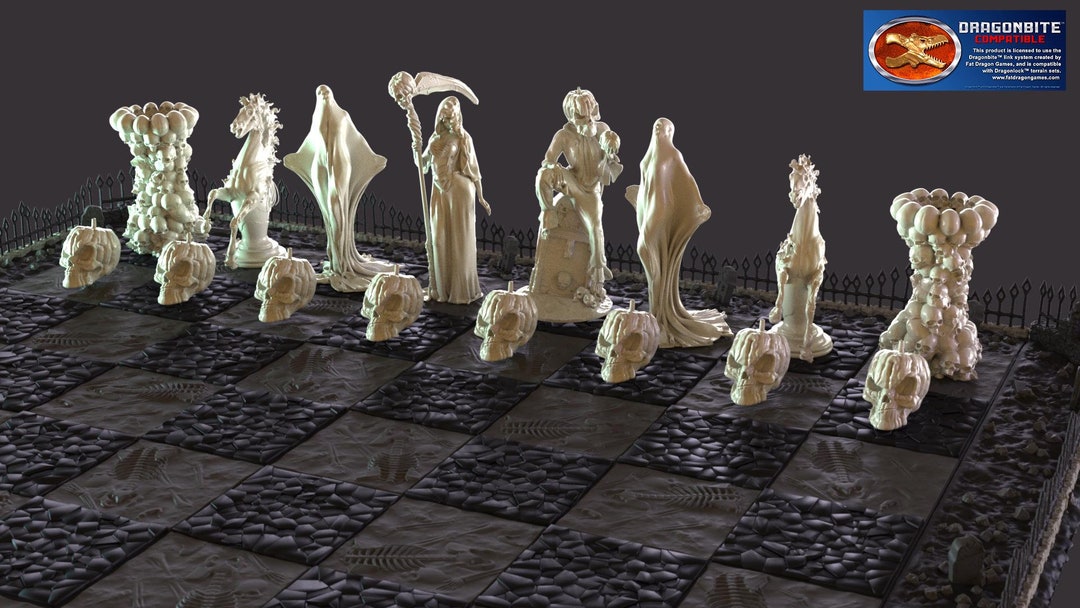 Trick or Chess Set 3D Printed Halloween Novelty Boardgame Chess Set by ...