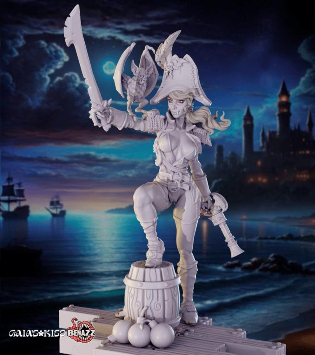 Morgana, the Admiral of the Undead | Dnd Female Vampire Pirate Succubus Pin up Miniature | 40mm ...