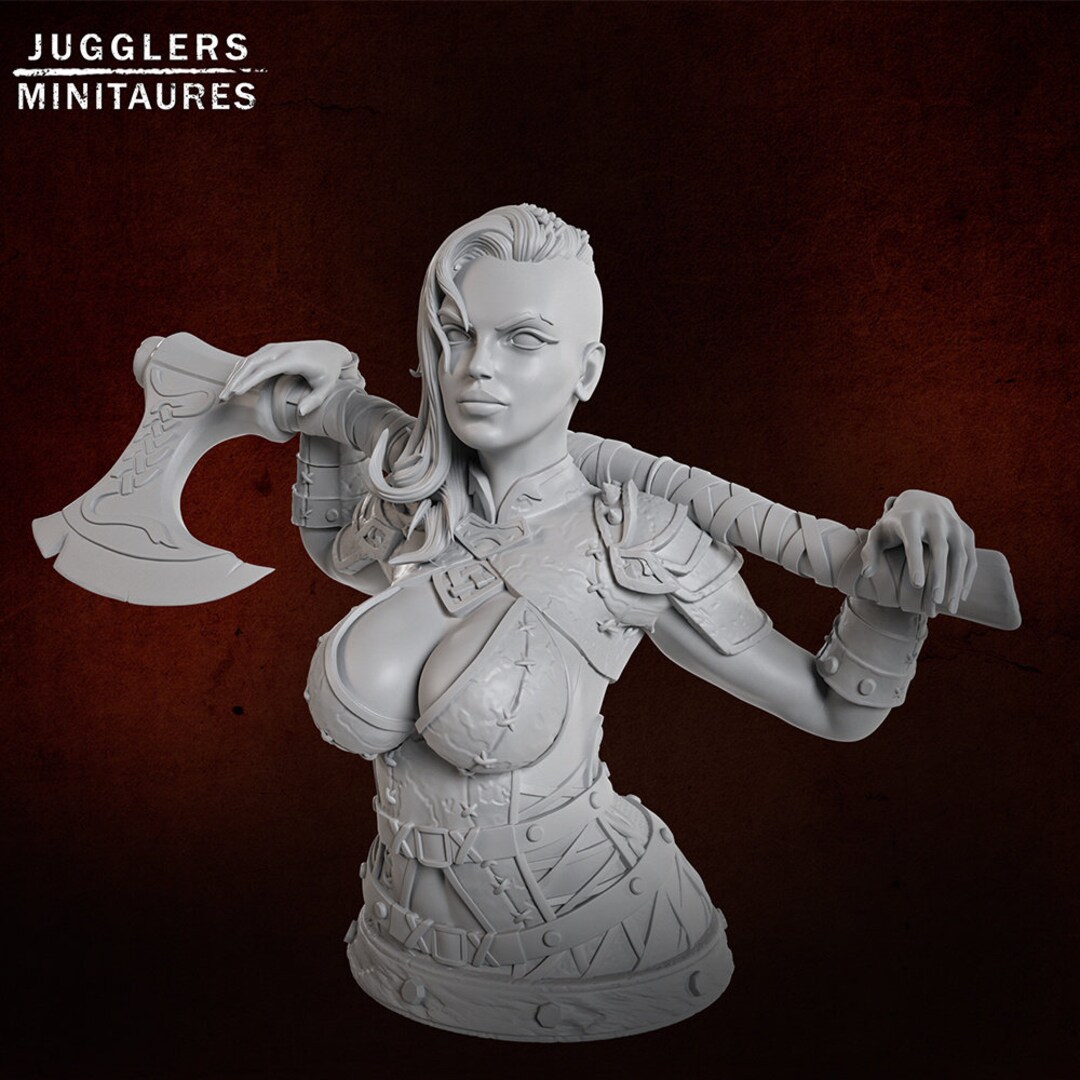 Runa Wildfire Bust Female Fantasy Miniature Dnd 3d Resin Printed Model Pin up Miniature Viking ...