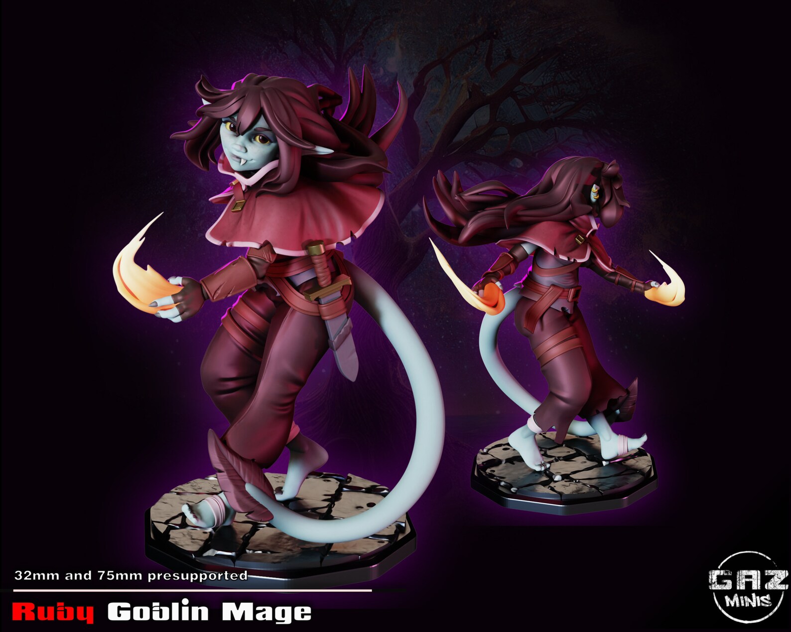 Ruby, the Goblin Mage | Female Fantasy Miniatures 3d Printed Models ...