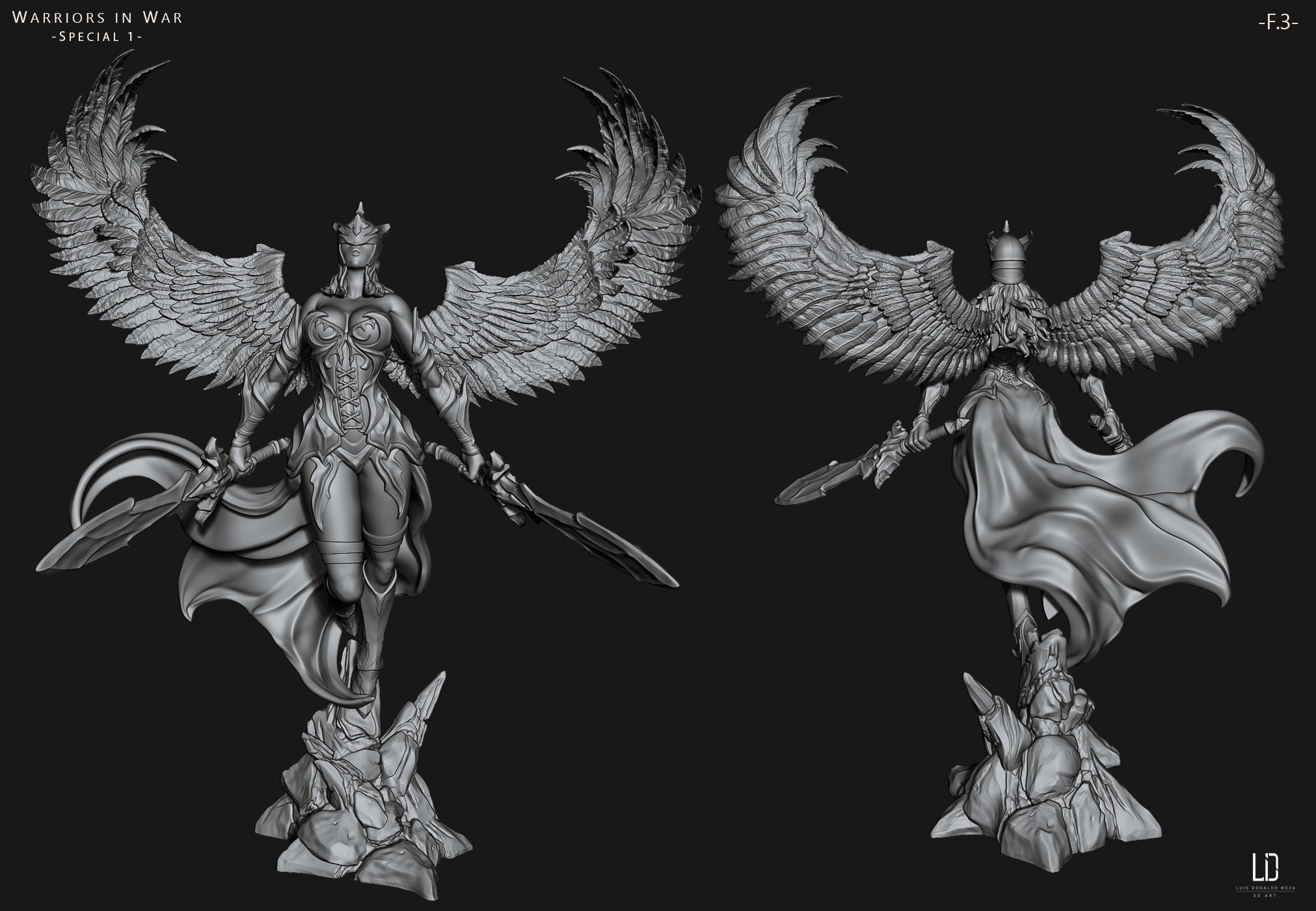 Melvina Ld3dart Fantasy Miniature Aasimar Valkyrie Angel Female Pin up ...