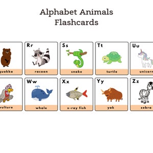 Alphabet Animals Flashcards Educational Learning Resources for Toddlers ...
