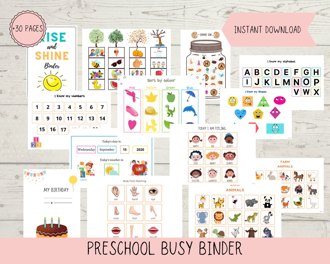Pre K Busy Binder, Toddler Workbook, Preschool Worksheets, Preschool ...