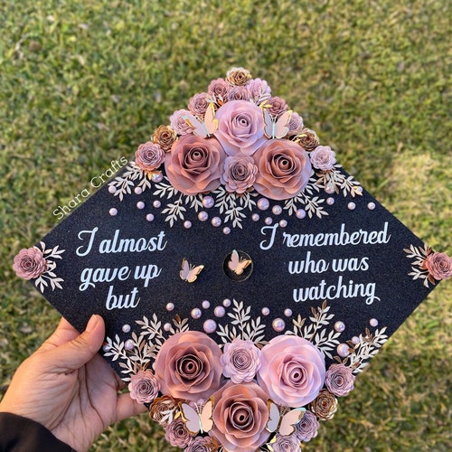 Graduation Cap Topper Rose Gold Custom Pink Grad Cap - Etsy