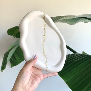 Oval Cloud Tray Abstract Candle Holder, Concrete Jesmonite, Trinket Jewelry Organizer, Crystal ...