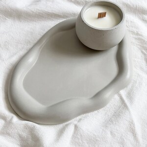 Oval Cloud Tray Abstract Candle Holder, Concrete Jesmonite, Trinket Jewelry Organizer, Crystal ...
