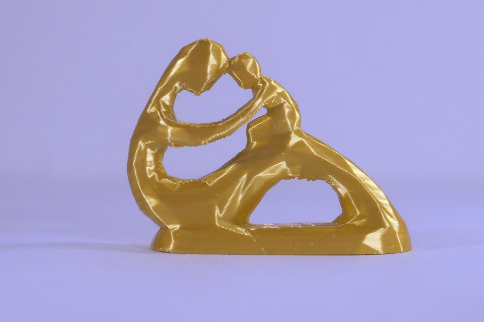 Golden 3d-printed Mother & Child Figurine | Modern Minimalist Sculpture ...
