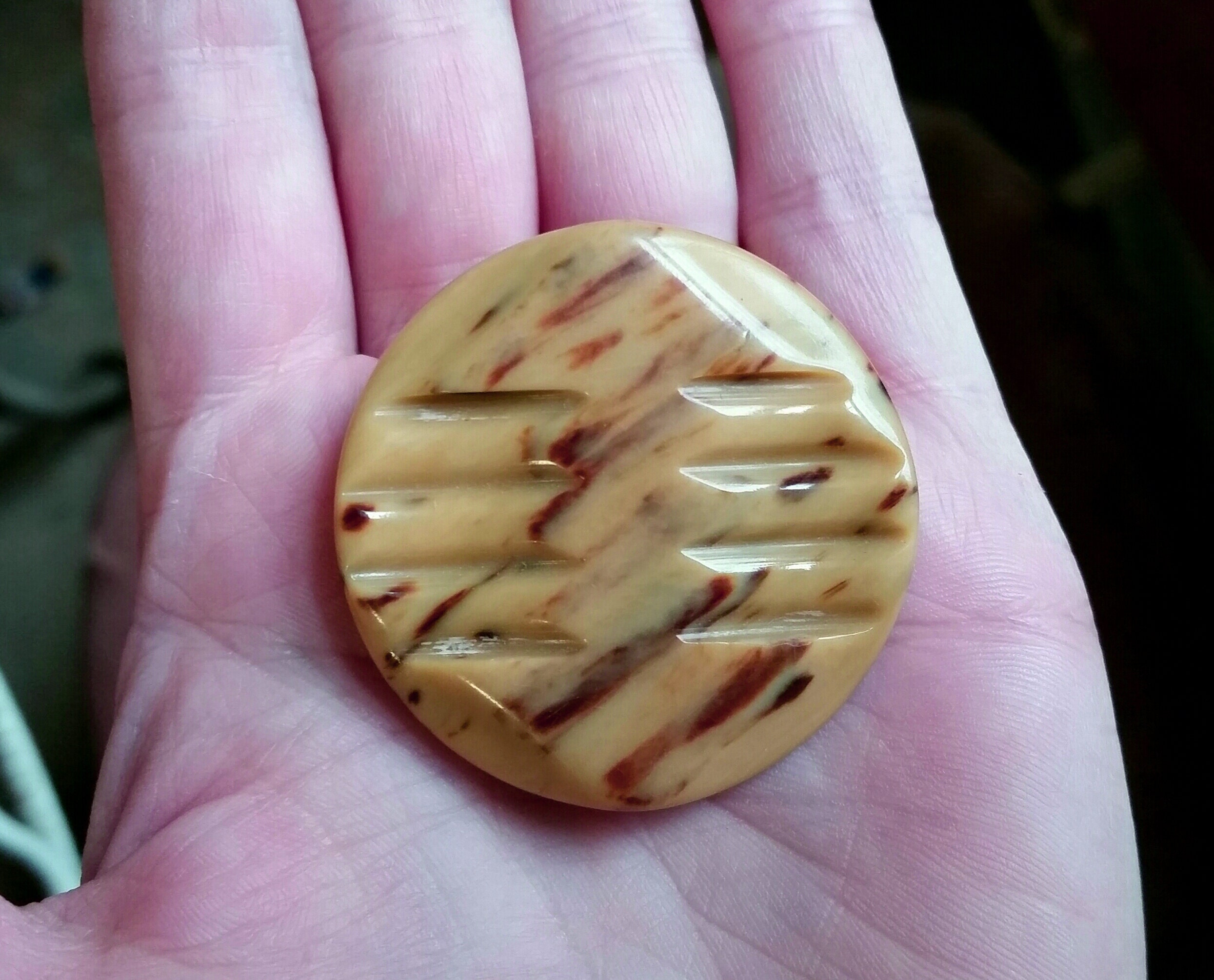 Large Bakelite Coat Button 40mm - Beige Marbled Mottled - Vintage ...
