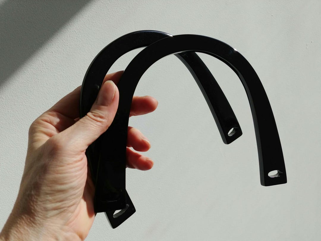 Set of 2 Black Acrylic Handles for Handbags, Purse, Vintage Early 2000s ...