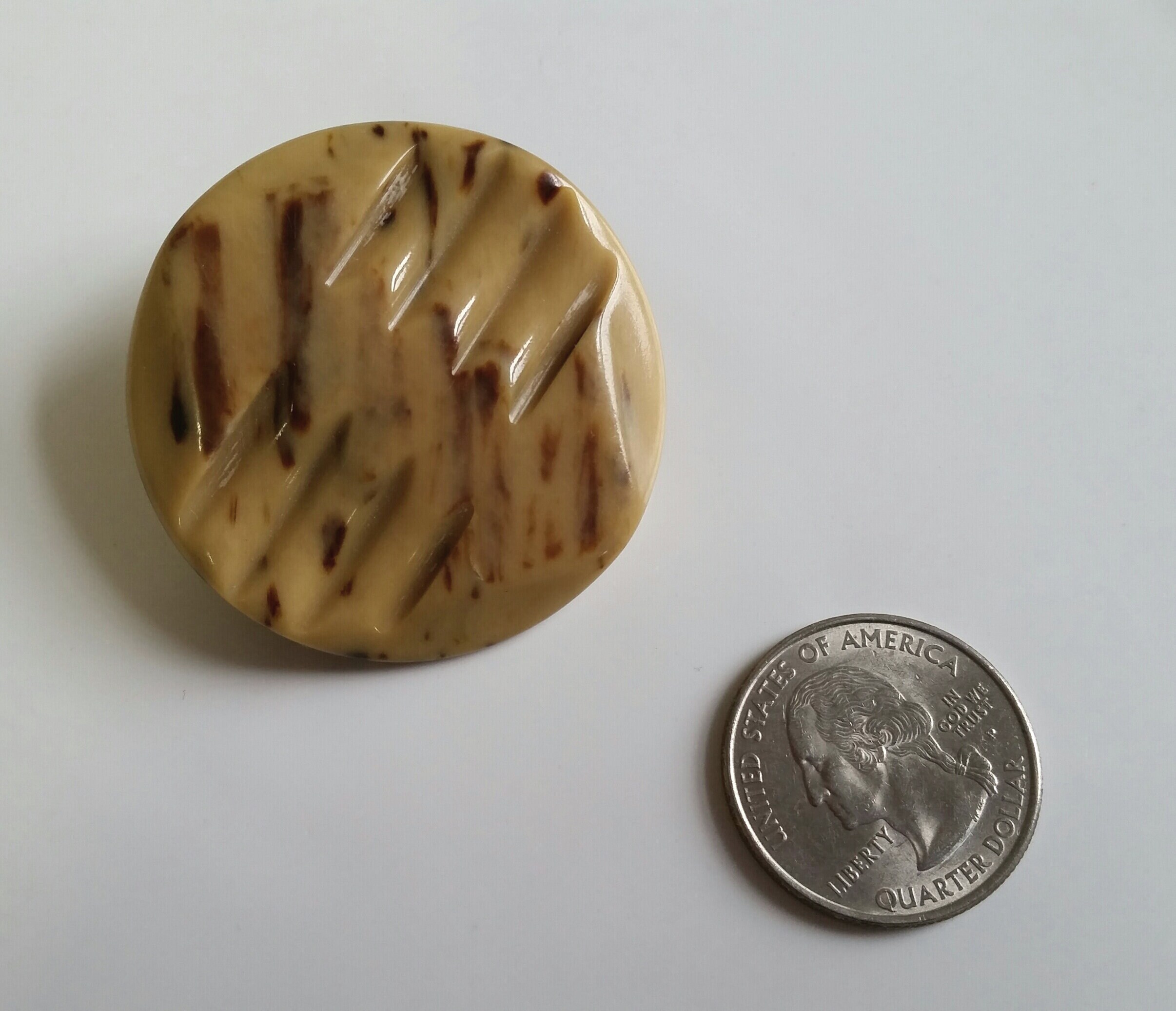 Large Bakelite Coat Button 40mm - Beige Marbled Mottled - Vintage ...