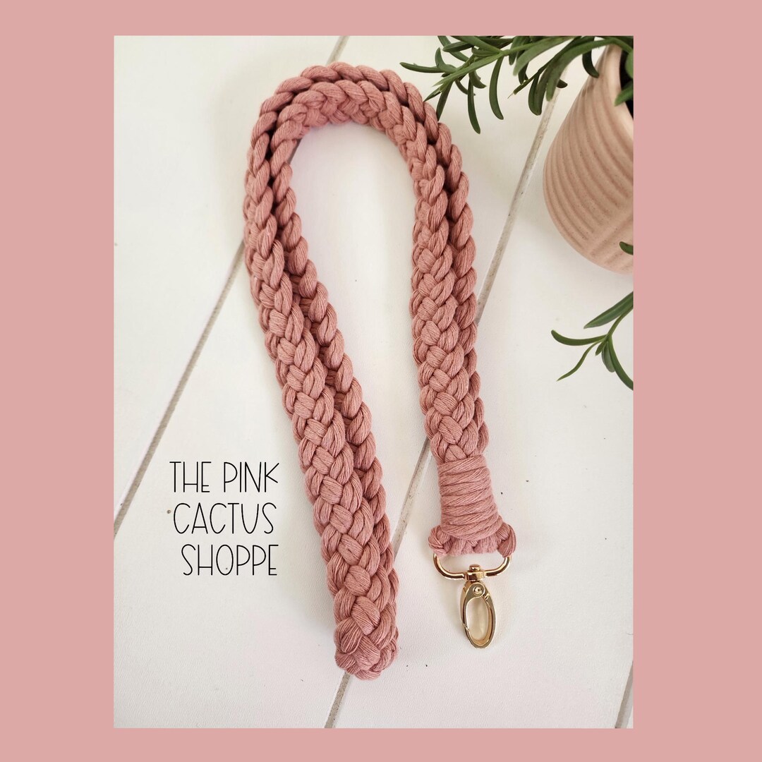 Macrame BRAIDED Lanyard/keychain, Macrame Id/badge Holder/boho Key ...