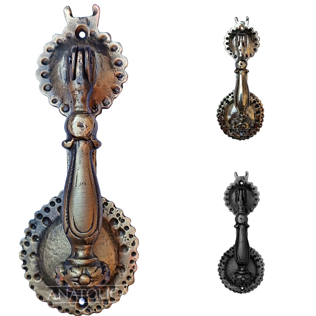 Anatolica Traditional Tear Drop Door Knocker, Brass,7.5 Inches Tall ...
